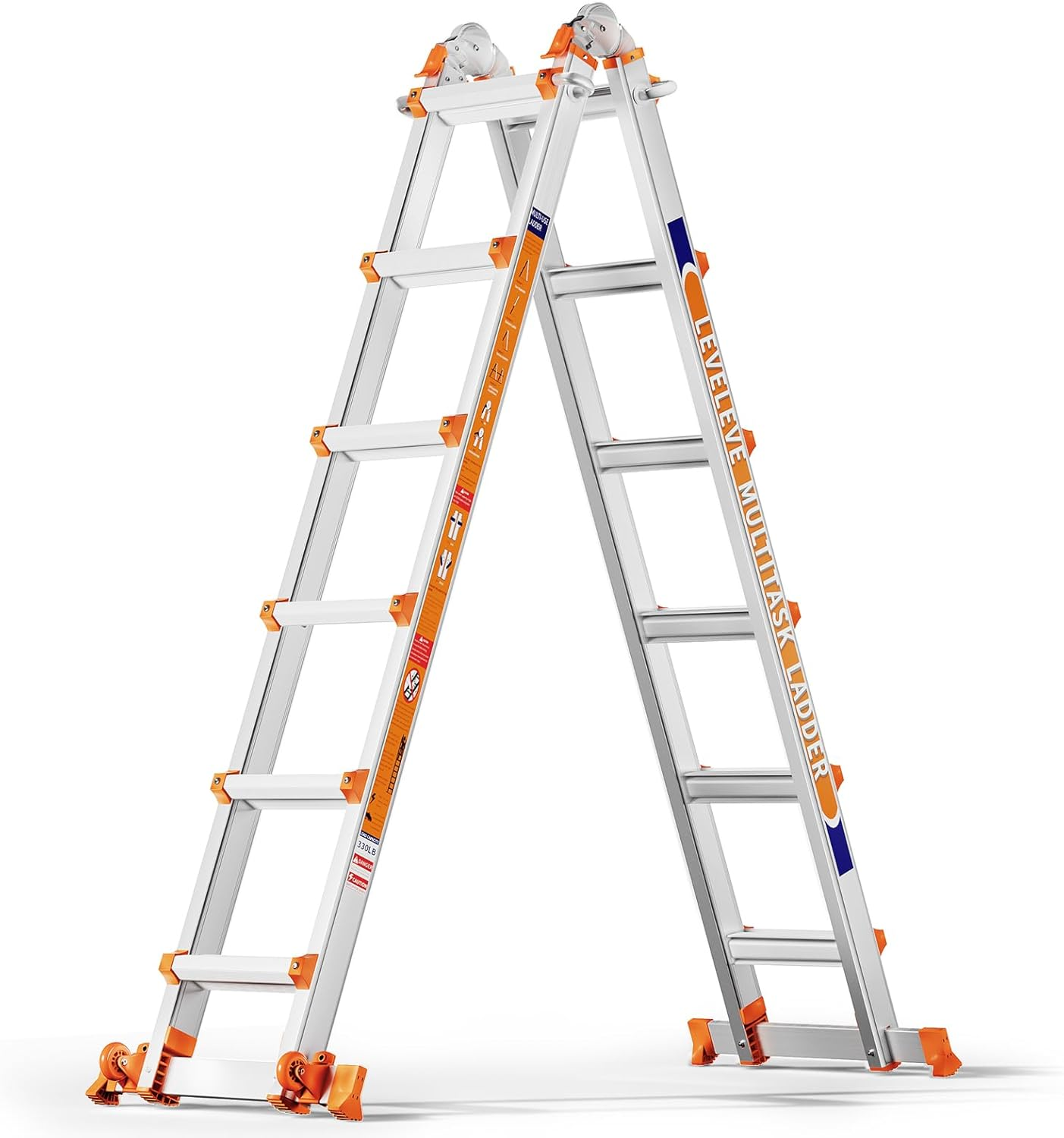 a Frame 6 Step Ladder, 22FT Extension Ladder with Stabilizer Bar ...