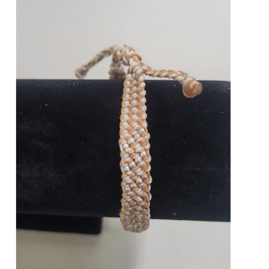 Serefina Anthropologie Beaded Bracelet Adjustable Beige Boho Cottage ...