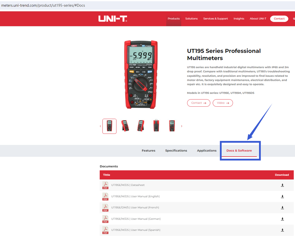 UNI-T UT195E TRMS Digital Industrial Multimeter Analog AC DC LOZ ACV ...