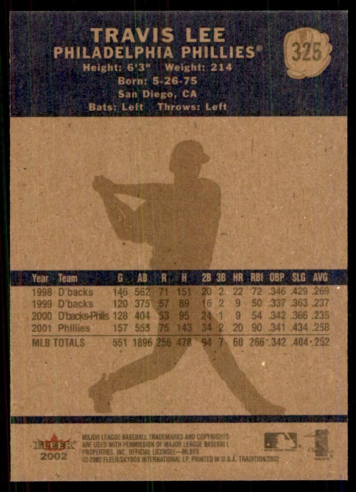 2002 Fleer Tradition Travis Lee Baseball Cards #325 | eBay