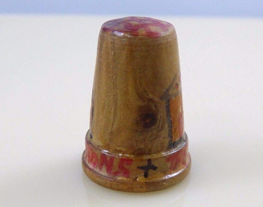 Vintage Israel Wooden Sewing Thimble Church of All Nations Hand Painted ...