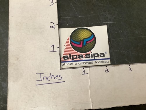 Original UNUSED Sticker -SIPA SIPA official crocheted footbag; hacky ...