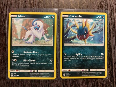 Carvanha 132/236 & Absol 133/236 Pokemon card SM Cosmic Eclipse NM | eBay