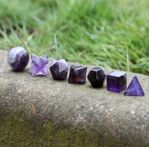 7 Piece AMETHYST SACRED GEOMETRY SET, AMETHYST GEOMETRY SET,CRYSTAL ...