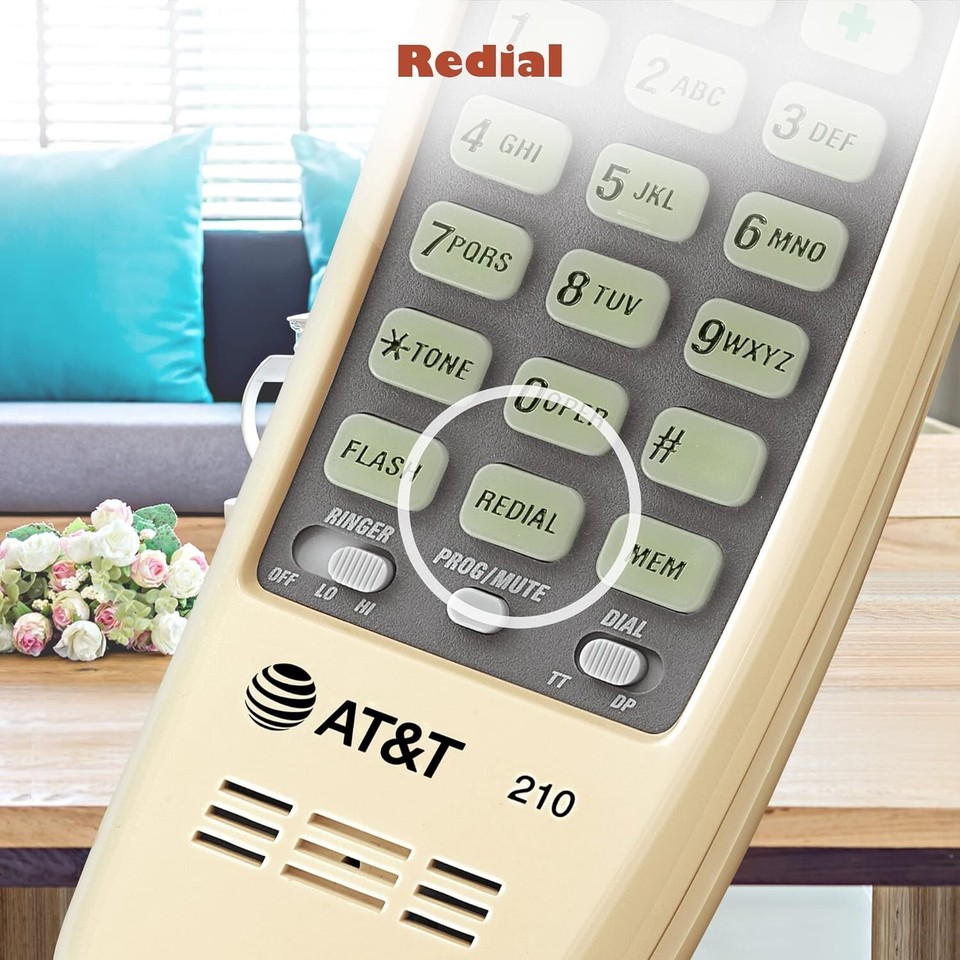 AT&T 210 Basic Trimline Corded Phone Single Line No AC Power Required ...