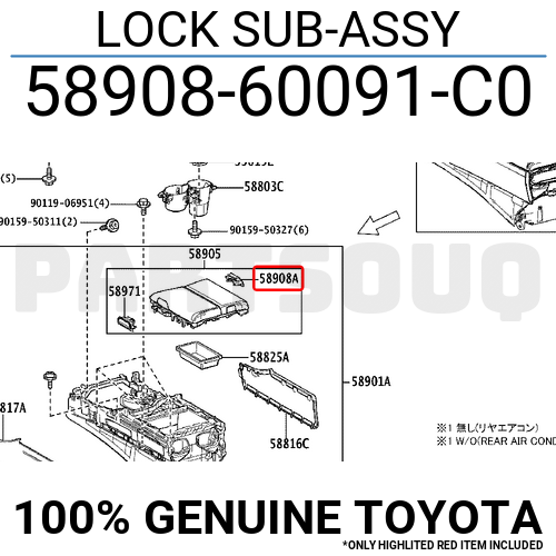 5890860091C0 Genuine Toyota LOCK SUB-ASSY 58908-60091-C0 | eBay