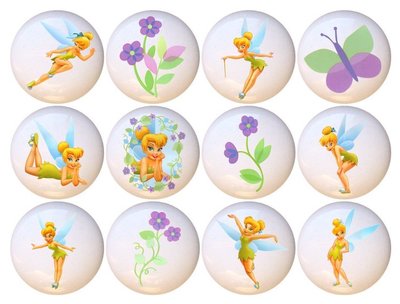 Set of 12 Tinkerbell Tink CERAMIC Drawer Pulls Dresser Drawer Cabinet ...