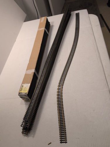 48 ft of used Brass HO Scale Flex Train Tracks + 24 ft. New Gray Foam ...
