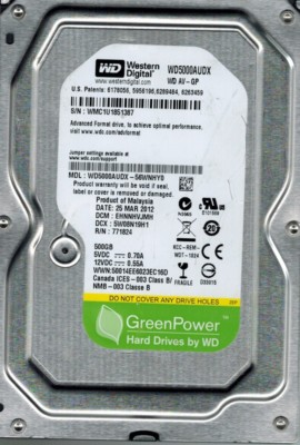 Western Digital WD5000AUDX-56WNHY0 500GB DCM: EHNNHVJMH WMC1U | eBay