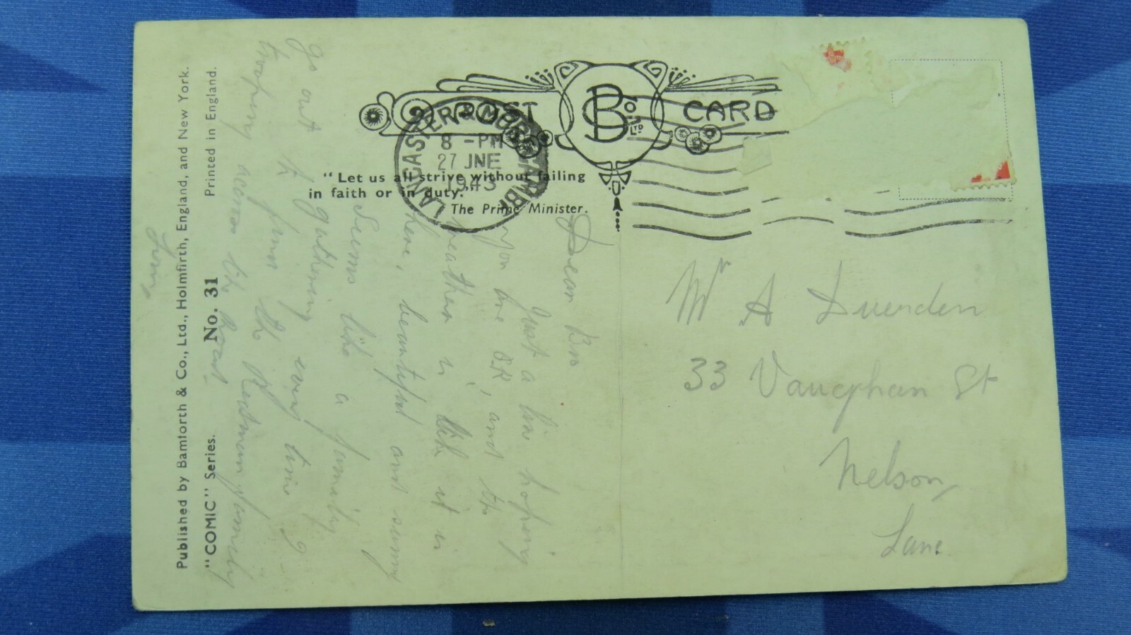 WW2 Saucy Bamforth Doug Tempest Comic Postcard 1943 HOME SERVICE Theme ...