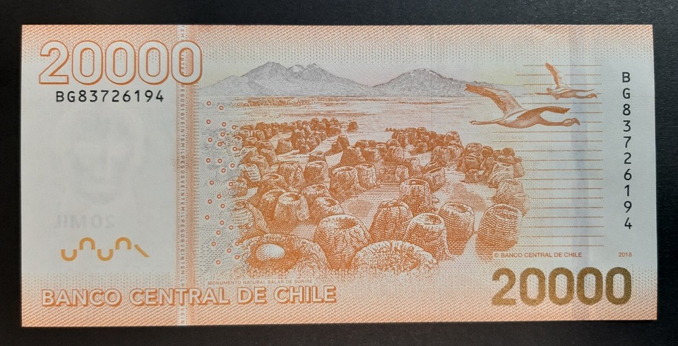 Chile 20000 Pesos 2018 Banknote P.-165i FDS/UNC | eBay