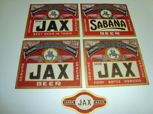 Circa 1930s Jax Label Set – 5 Different – Jackson Brewing, New Orleans ...