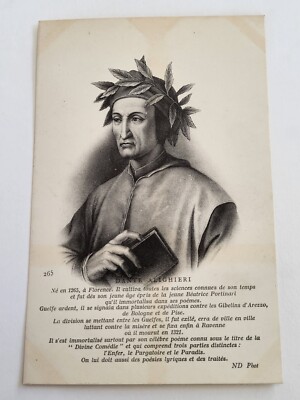 early 1900 PORTRAIT "DANTE ALIGHIERI " FRENCH POST CARD CARTE POSTALE ...