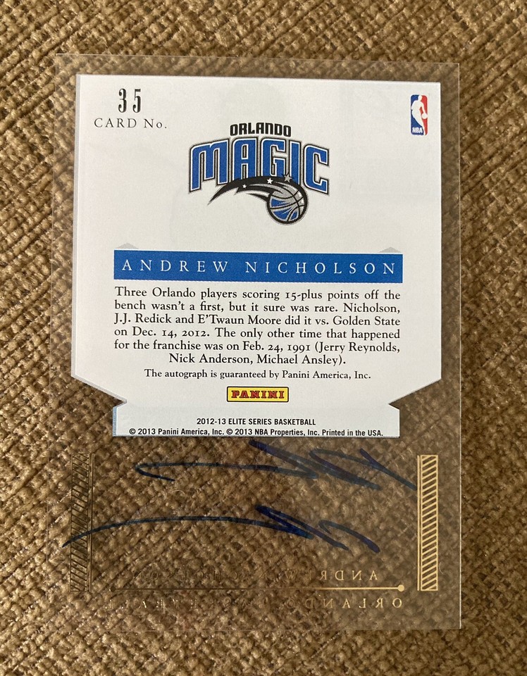 Andrew Nicholson RC AUTO 2012-13 Elite Series Inscriptions #35 Magic Rookie | eBay