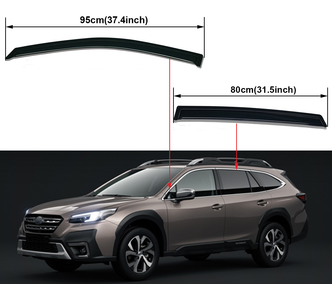 For 2015-2019 Subaru Outback 4pcs Window Visors Rain Guards Side Wind ...
