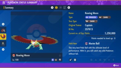 Pokemon Scarlet Violet Ultra Shiny 6IV Roaring Moon Past Paradox ...