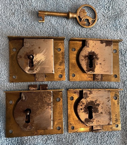 1700s Original Georgian Antique Bureau Drawer Lock Set With Working Key ...