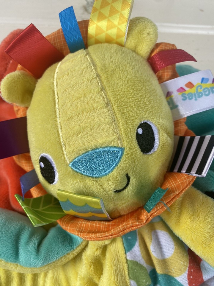 Bright Starts Taggies Lovey Baby Toy Blanket Plush Lion Yellow Orange ...