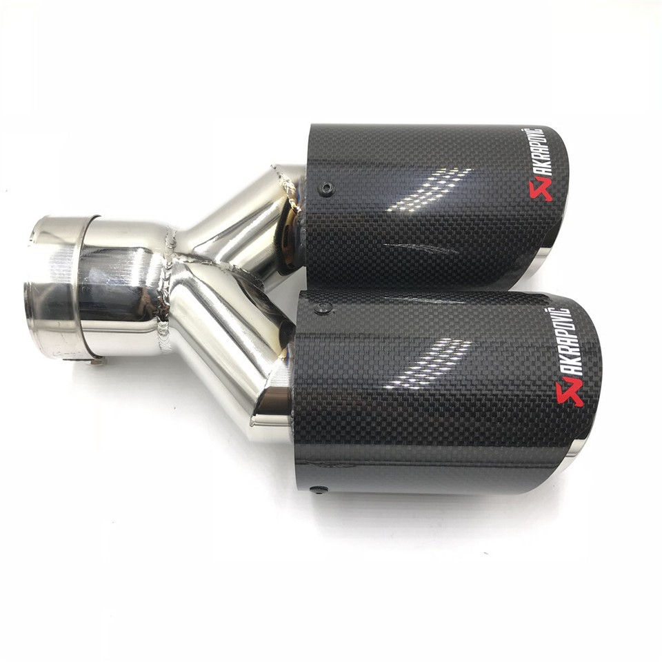Akrapovic SS+Glossy Carbon Fiber Exhaust Tip Dual Pipe OD:76/89/101 ...