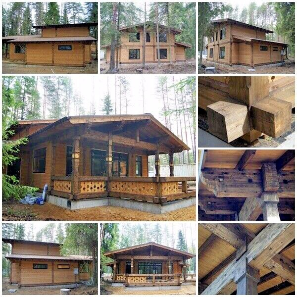 2 390 sq.ft PREFAB HEAVY TIMBER FRAME KIT WOOD HOUSE DIY BUILDING CABIN ...