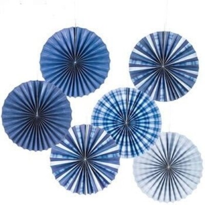 Blue and White Paper Fans Party Decorations Party Supplies 6 Count | eBay