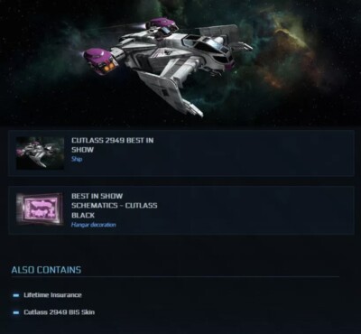 STAR CITIZEN Cutlass Black Best in Show BIS 2949 LTI Lifetime Insurance ...