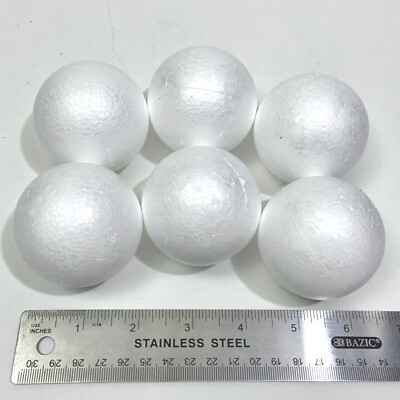 2.25” Foam Balls 6 pcs Arts & Crafts Styro Forms Sphere School Project ...