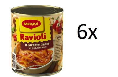 6 Dosen Maggi Ravioli in pikanter Sauce a 800g mit 100% Rindfleisch ...