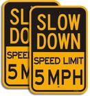 2-Pack Slow Down Speed Limit 5 MPH Sign Traffic Sign 18”x12” Metal ...