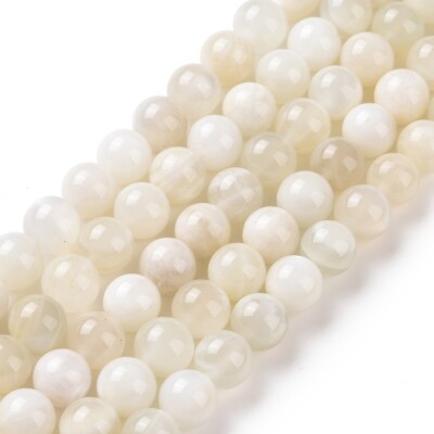 2 Strands 8mm Round Natural White Moonstone Beads Strands Crafts ...