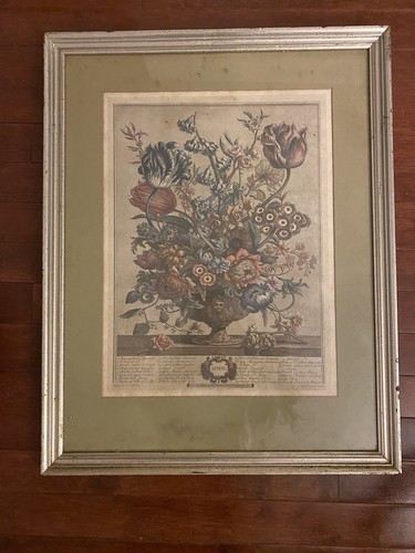 Antique Vintage Robert Furber April Flower Vase Framed Print matted ...