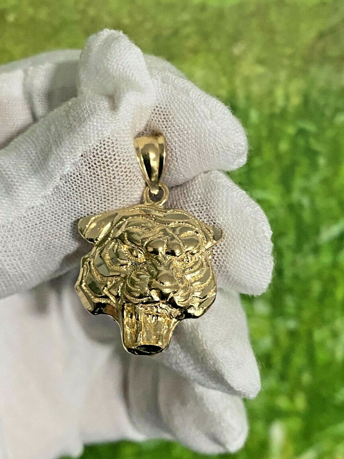 Gold - 14K Real Solid Yellow Gold Tiger Pendant For Men Women Tiger ...