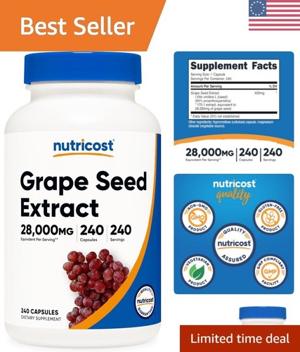 Grape Seed Extract 28,000mg - 240 Vegetarian Capsules, Non-GMO & Gluten ...