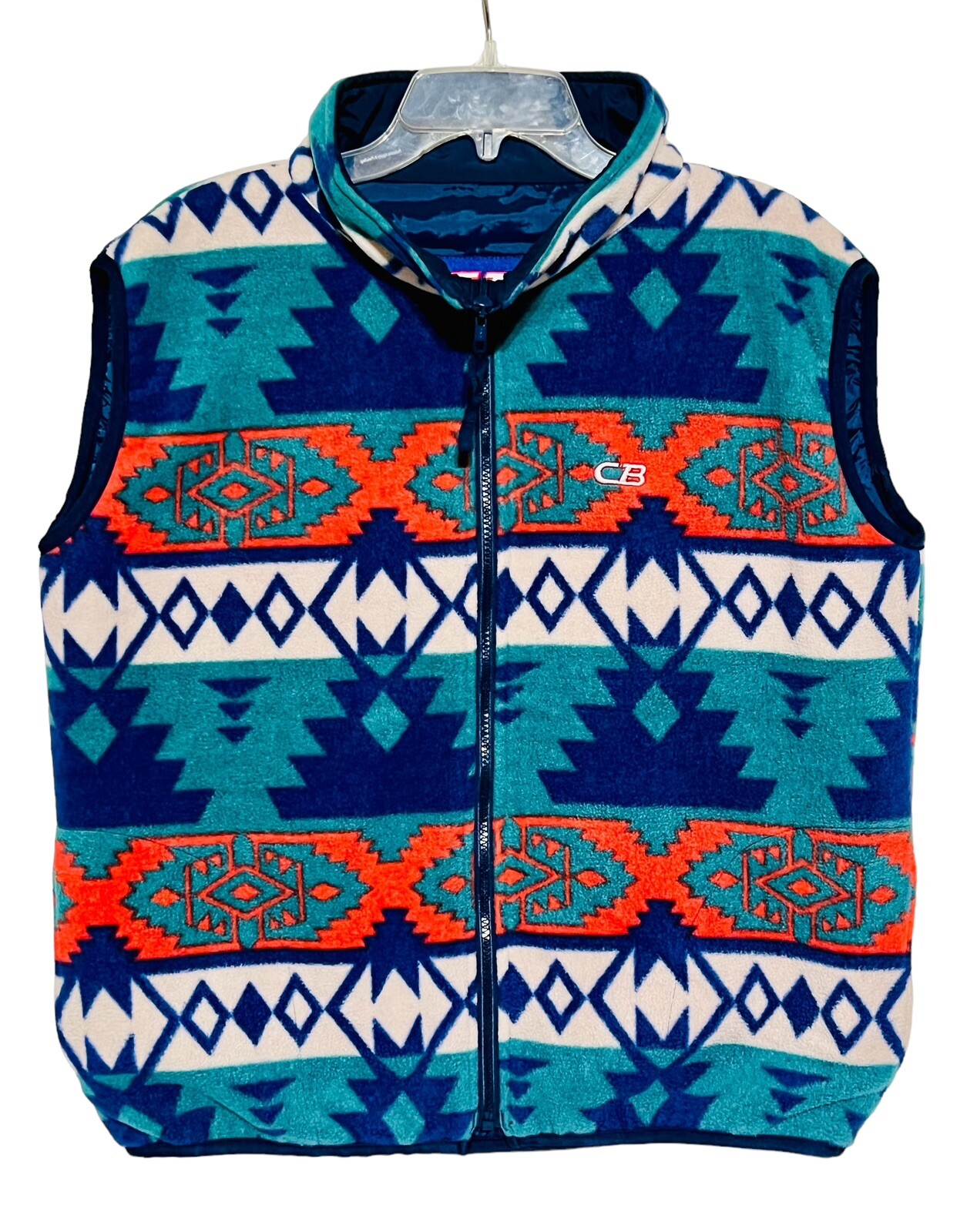 CB Sports Aztec Print 90’s Vest - Full Zipper Style - Vintage Unisex ...
