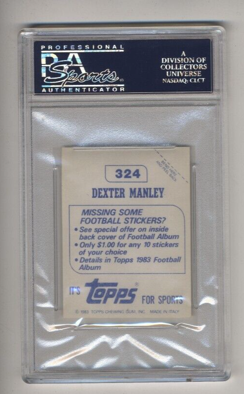 1983 Topps Sticker #324 Dexter Manley PSA 9 Washington Redskins Free ...