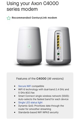C4000BG CenturyLink Bonded Line DSL Router With WiFi 6 | eBay