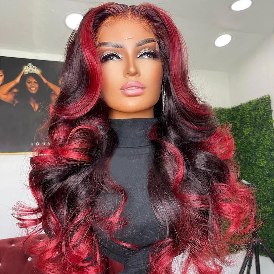 Long Body Wave Lace Front Wig Fashion Red Black Synthetic Wig For Women Party US | eBay