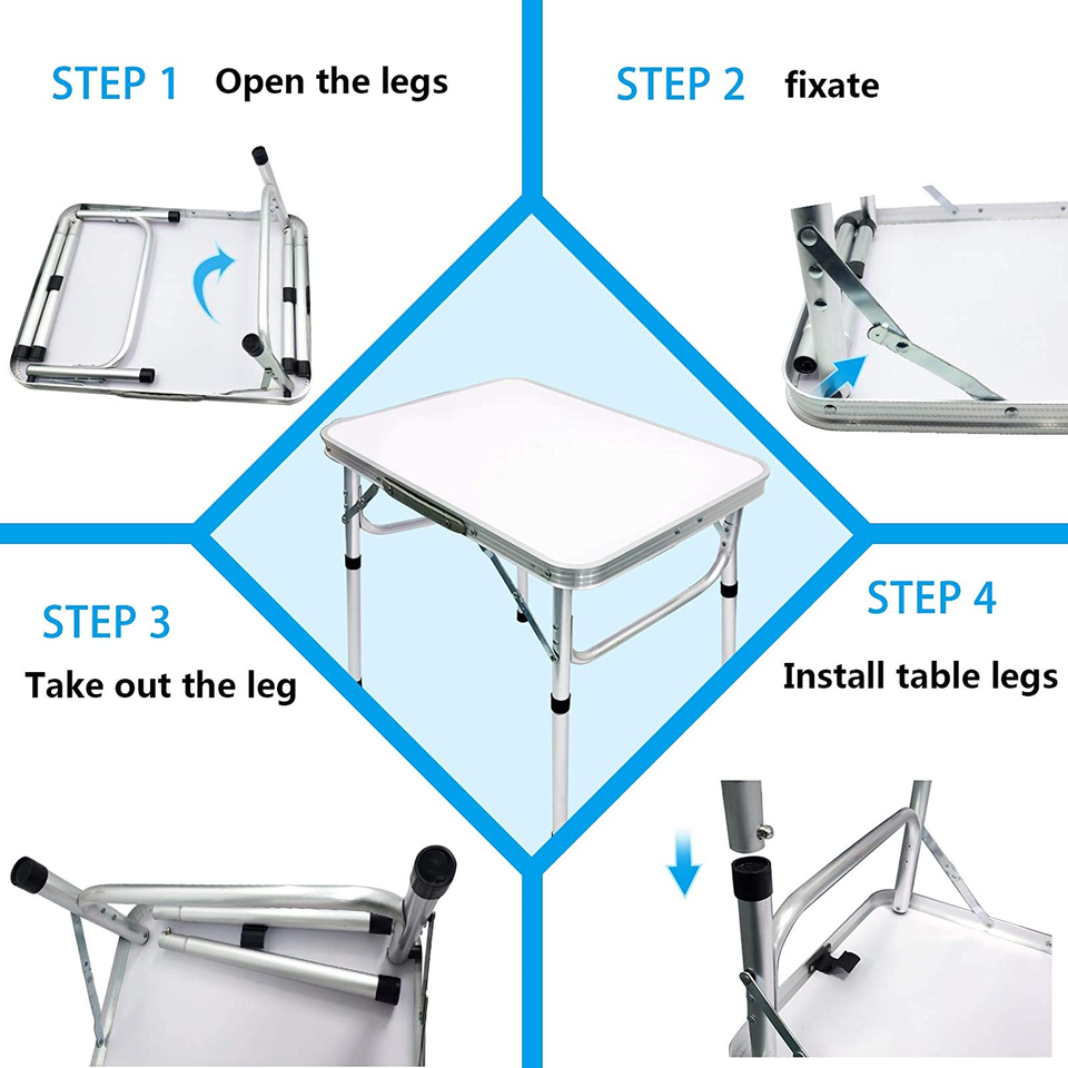 Aluminum Folding Small Picnic Table, Adjustable Height Lightweight ...