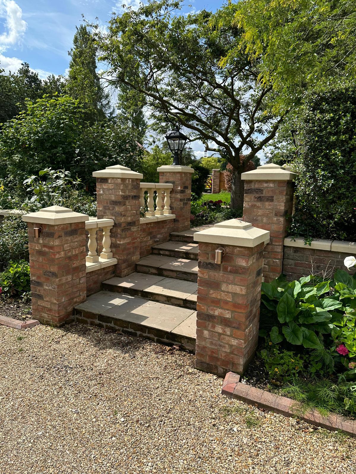 Ornate Sandstone Cast Stone Double Apex Chamfered Pier Caps - | eBay UK