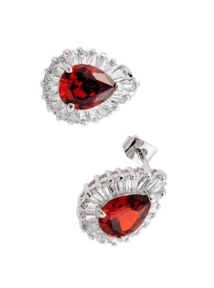 925 STERLING SILVER LADIES TEAR DROP STUD EARRINGS W/ RUBY DESIGNER | eBay