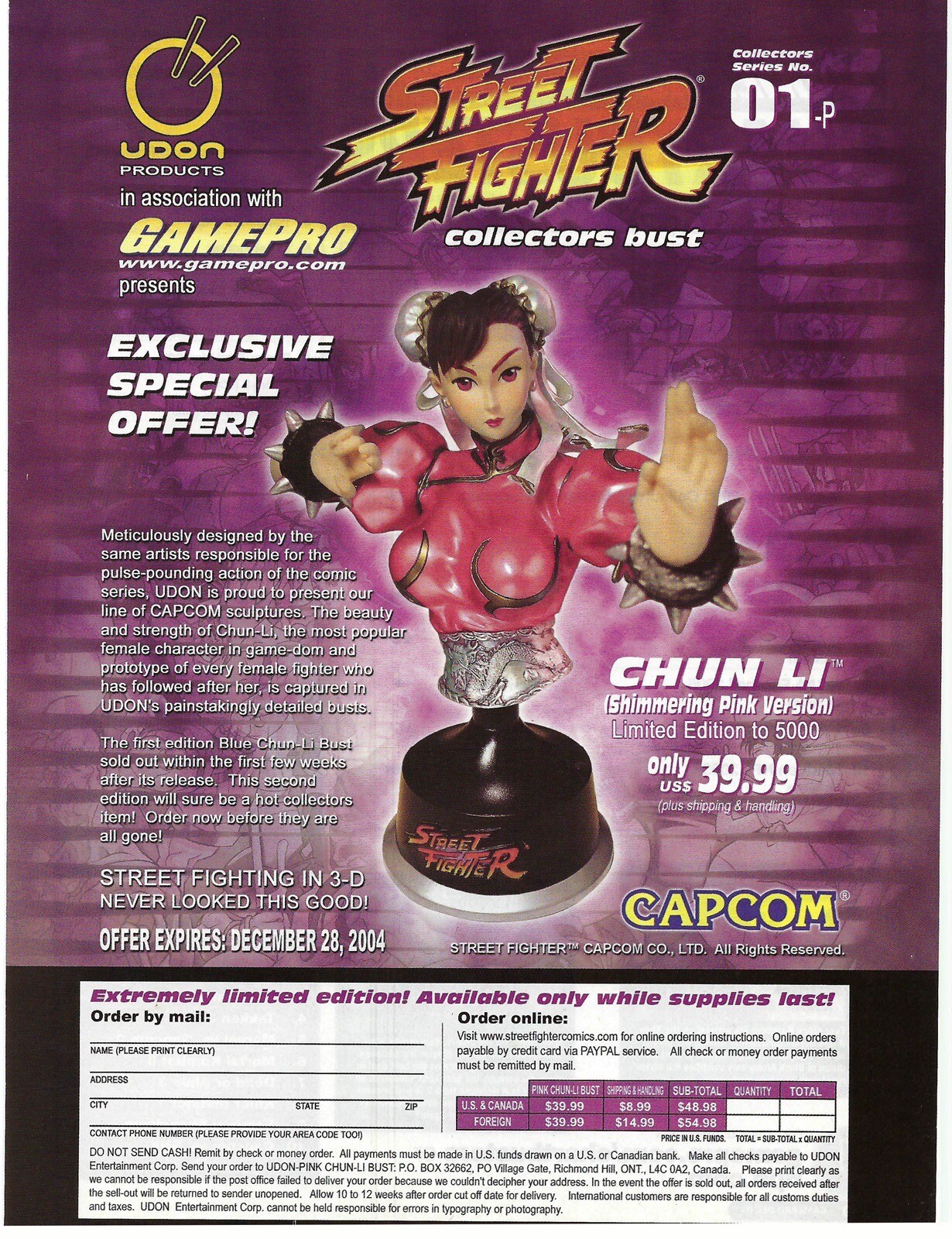 2004 Street Fighter Collector’s Bust Chun Li Pink Version Retro Print ...