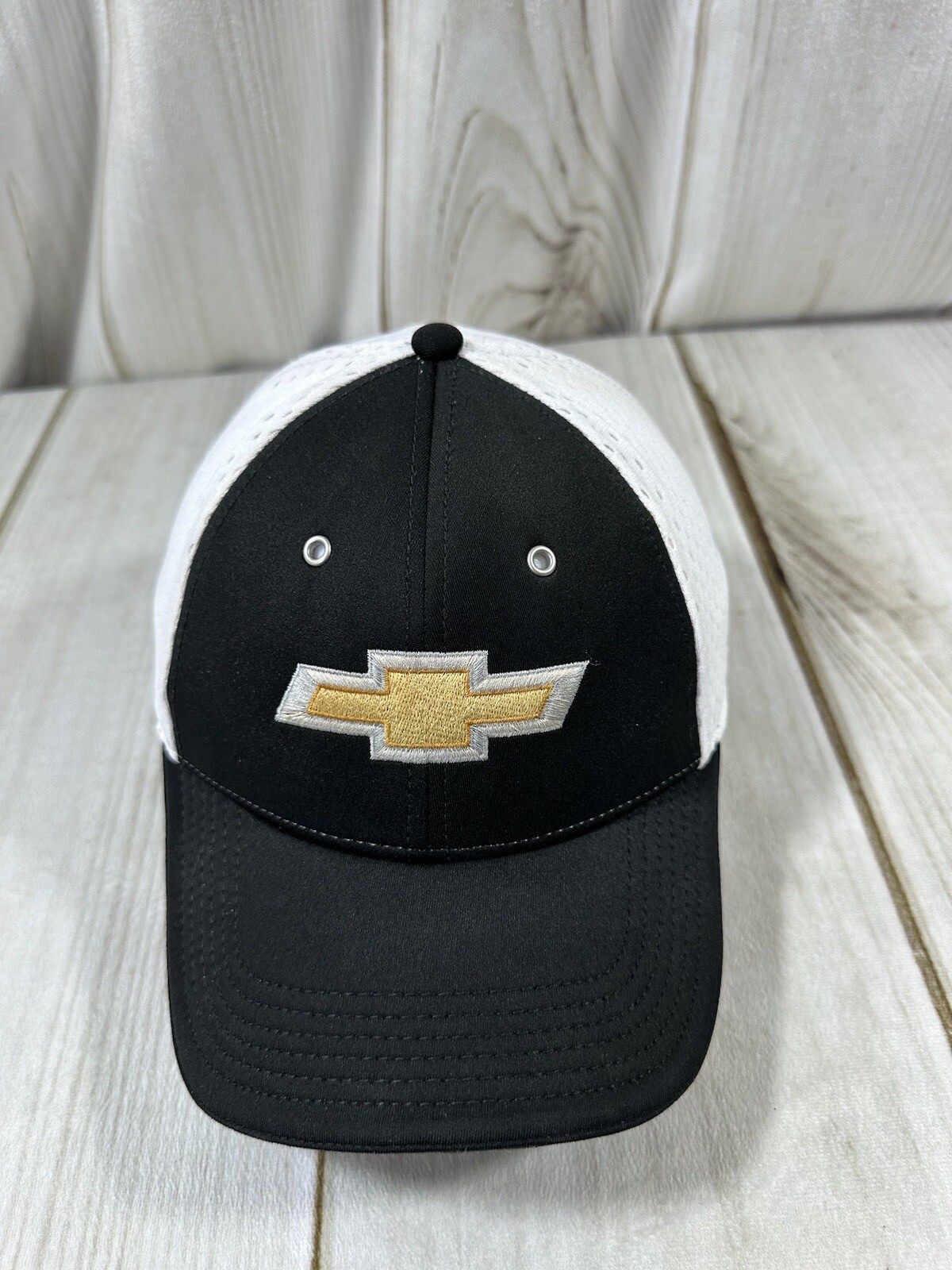 Chevy Chevrolet GM Bow Tie Embroidered Logo Adult Mesh Fitted Hat Black ...