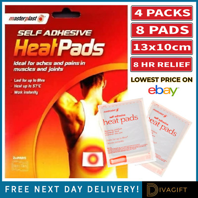 SELF ADHESIVE HEAT PADS MUSCLE BACK JOINT PAIN RELIEF DEEP HEAT PATCHES ...