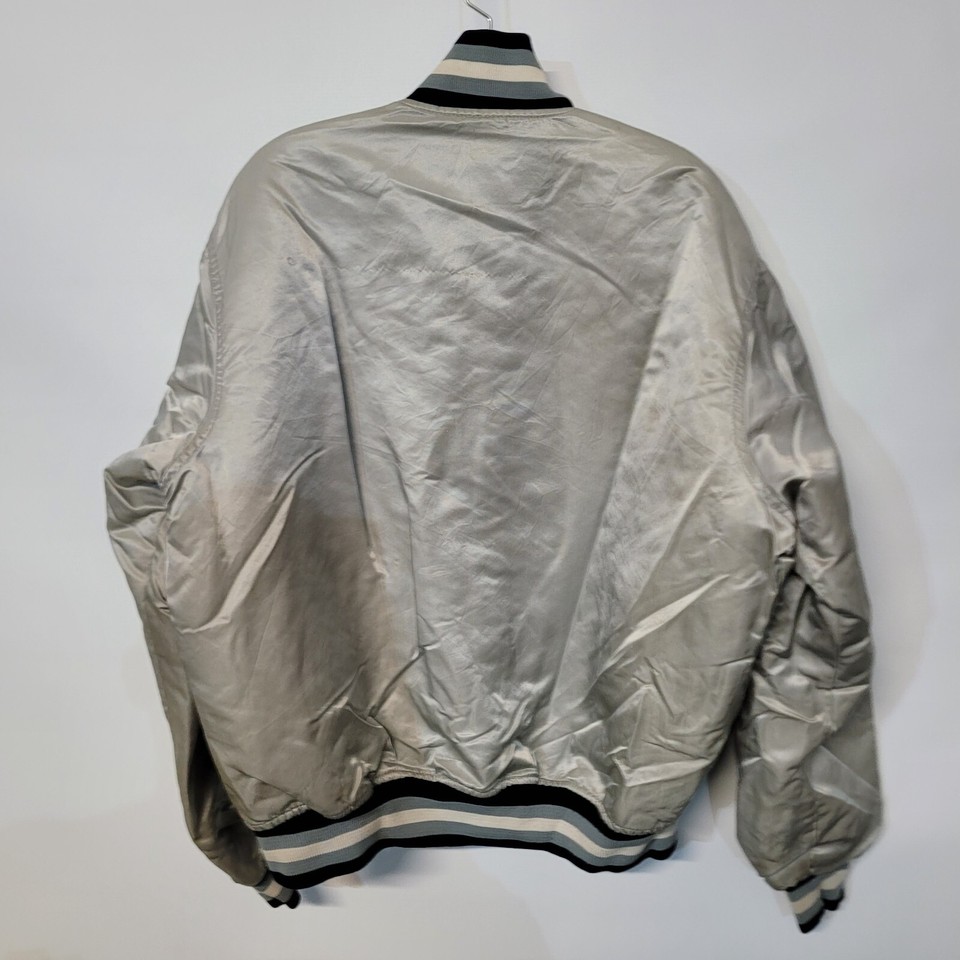 Rare Vintage 80s STARTER NCAA Georgetown Hoyas Silver Satin Jacket Mens ...