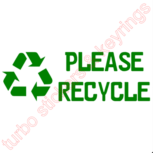 PLEASE RECYCLE VINYL STICKER GREEN GARDEN BIN PLASTIC TIN 230MM x 77MM ...