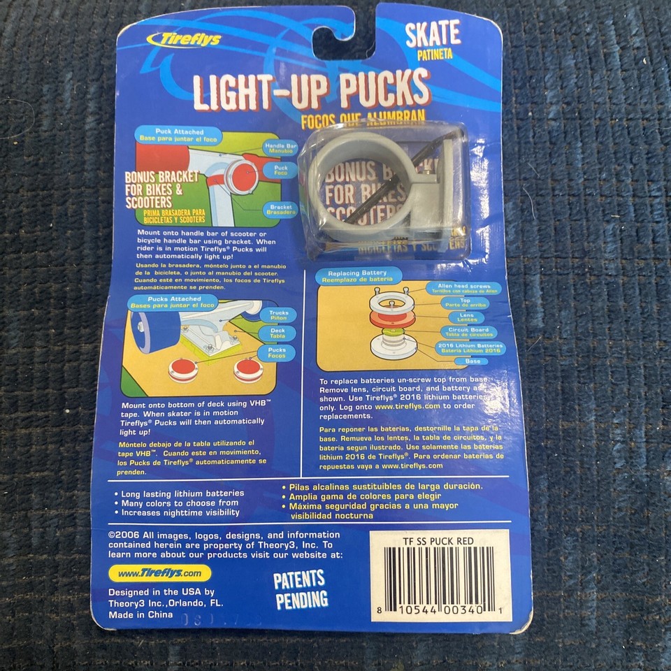 Skate Light-Up Pucks Tireflys Red Motion Activated Skateboard Focus Que ...