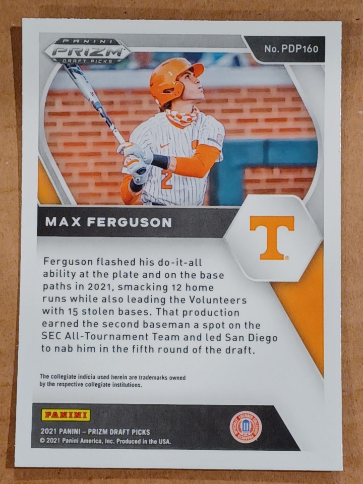 Max Ferguson 2021 Panini Prizm Draft Picks Baseball # PDP160 Base ...