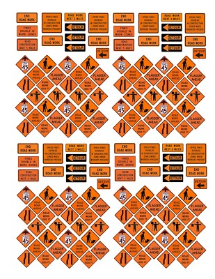 1:87 HO scale model car road work construction traffic street signs | eBay