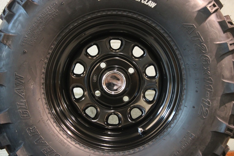YAMAHA WOLVERINE 350 26" BEAR CLAW ATV TIRE & ITP BLACK ATV WHEEL KIT ...