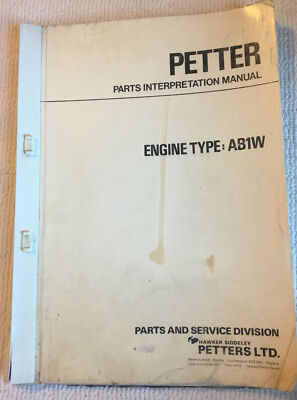 Petter AB1W diesel engines parts Interpretation list Manual 1977 | eBay UK